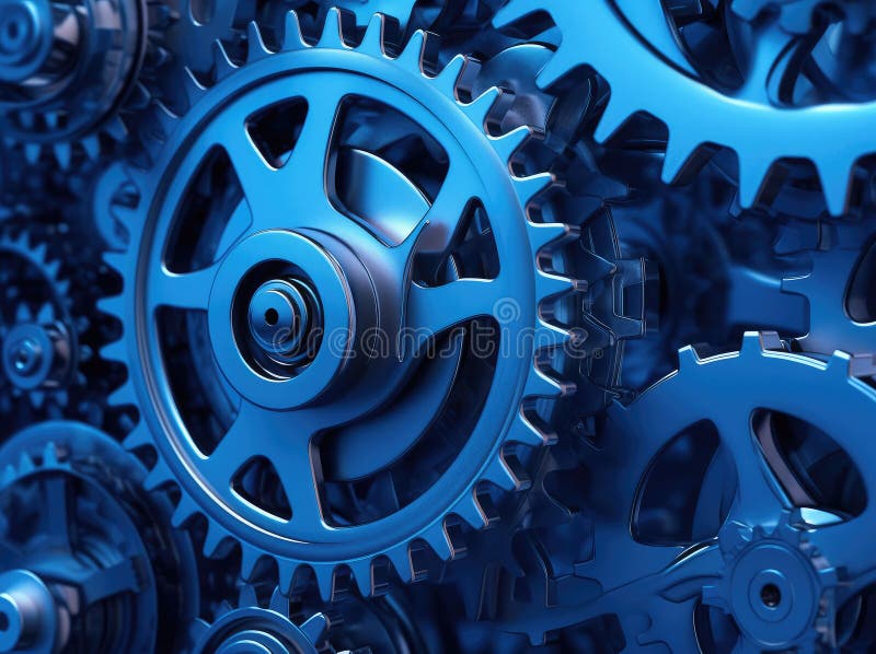 Background with Many Business Machinery Wheels and Cogs Extreme Closeup ...