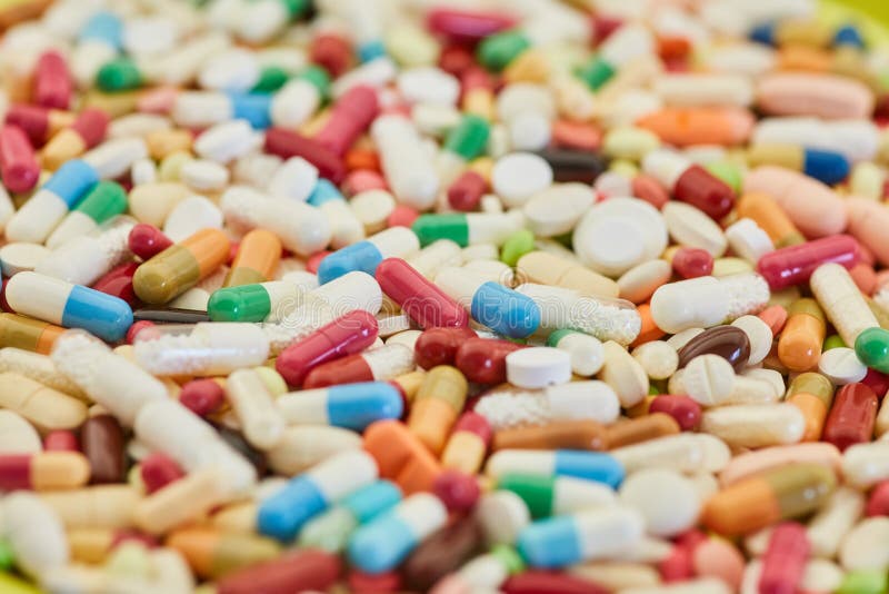 Background with Many Colorful Medicines Stock Image - Image of illness ...