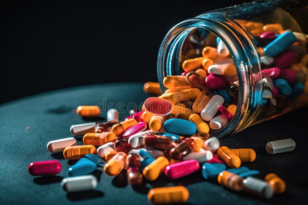 Background with Many Different Medications Pills and Capsules ...