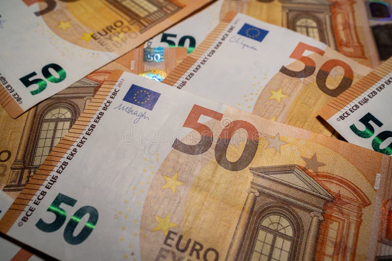 Background with 50 Euro Banknotes Stock Image - Image of euros ...