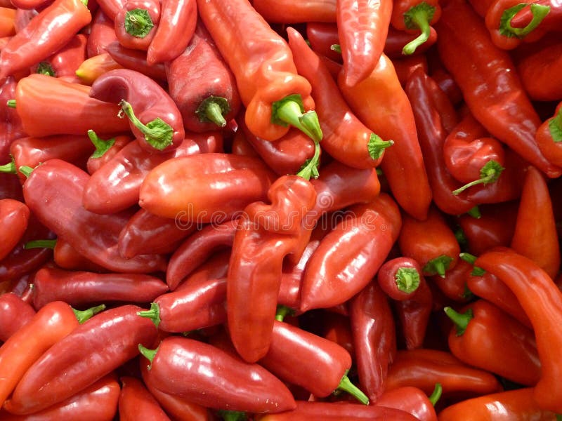 Background of Many Fresh Red Peppers Stock Image - Image of healthy ...