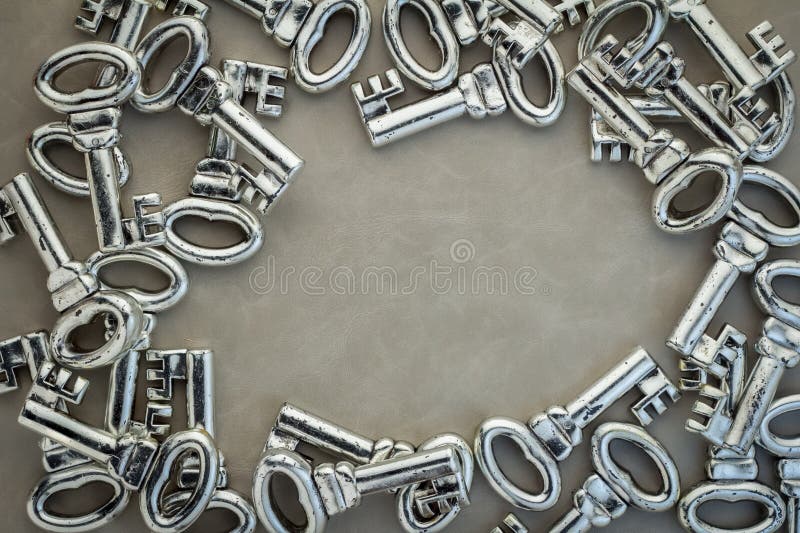 Background of Many Gray Keys on Leather Background Stock Photo - Image ...