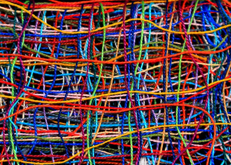 Background of Many Intertwined Colored Threads. Stock Photo - Image of ...