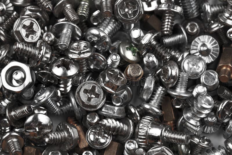 Background of Many Randomly Scattered Screws Stock Photo - Image of ...