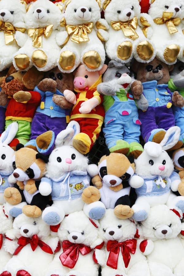 Background from Many Soft Toys Stock Image - Image of miniature, line ...