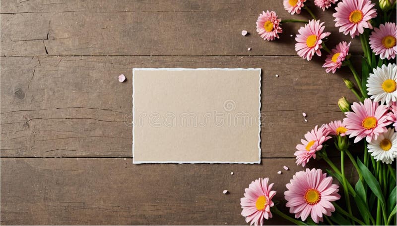 Background with Margin Frame Flowers and Empty Card with Copy Space for ...