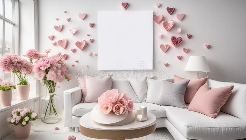 Background with Margin Frame Flowers and Empty Card with Copy Space for ...