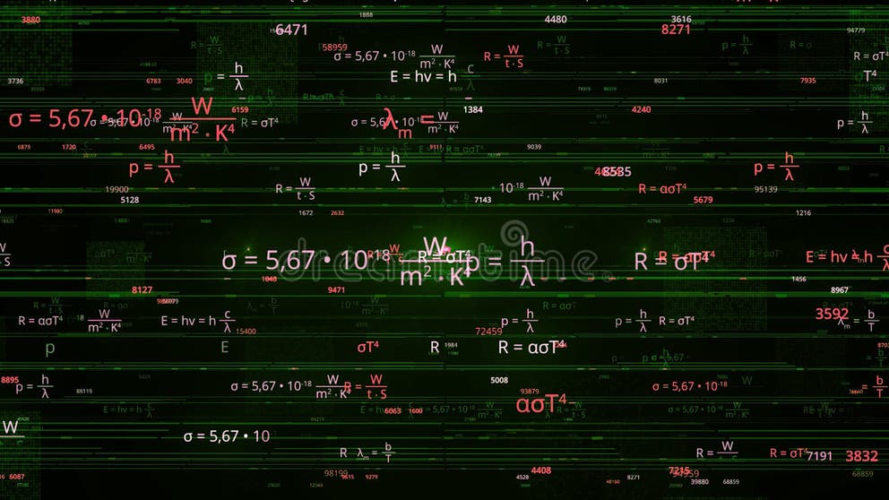 Background with Mathematical Equations and Numbers in Computer ...