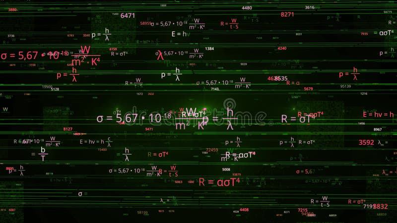 Background with Mathematical Equations and Numbers in Computer ...