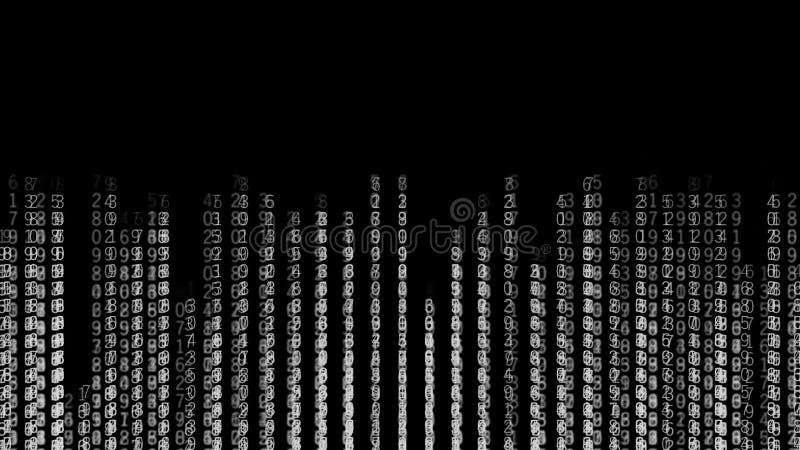 Background of Matrix with Binary Lines. Motion. Lines of Changing Numbers on Black Background ...