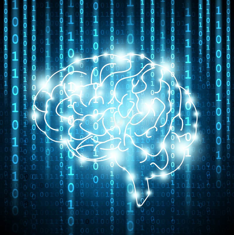 Background with Matrix Numbers and Brain Vector Stock Vector ...