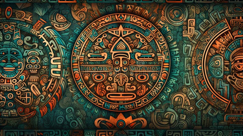 Background with Mayan Pattern. Generative AI Stock Illustration ...