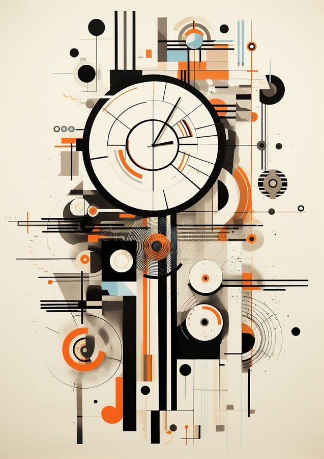 Retro Technology Art Design Illustration Texture Circle Concept Clock ...