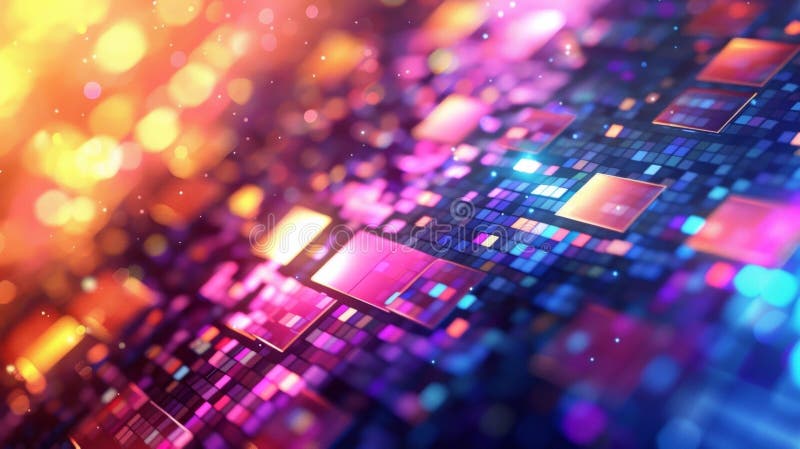 The Background is a Mesmerizing Blend of Blurred Squares and Pixels ...