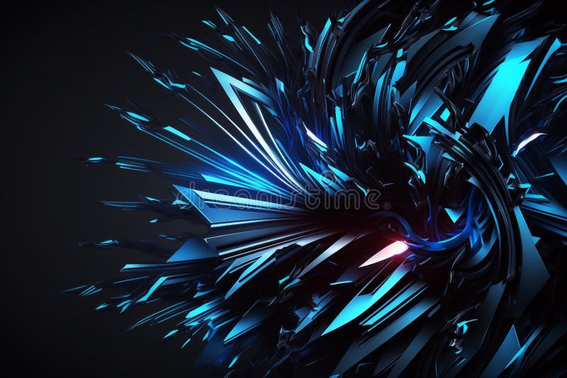 Background with Metallic Effect of Organic Shapes in Blue Color Stock ...