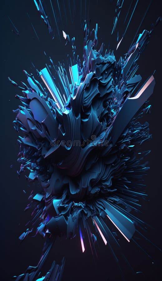 Background with Metallic Effect of Organic Shapes in Blue Color Stock ...