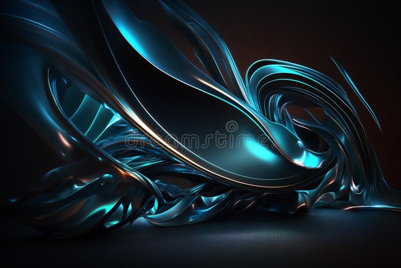 Background with Metallic Effect of Organic Shapes in Blue Color Stock ...