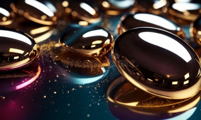 Background - Metallic Objects in Molten Metal with Reflections Stock ...