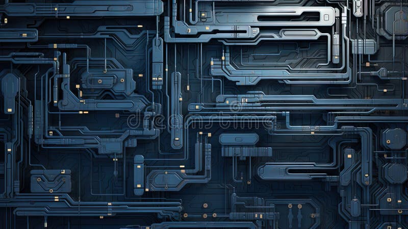 Background with Metallic Panels Texture, Wires and Circuit. Spaceship ...