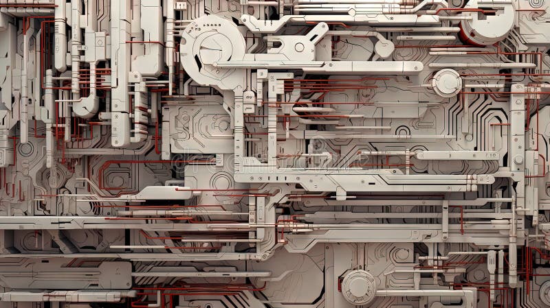 Background with Metallic Panels Texture, Wires and Circuit. Spaceship ...