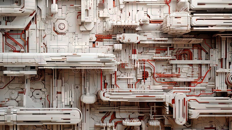 Background with Metallic Panels Texture, Wires and Circuit. Spaceship ...