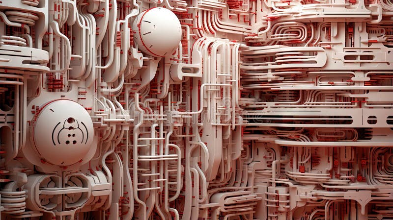 Background with Metallic Panels Texture, Wires and Circuit. Spaceship ...