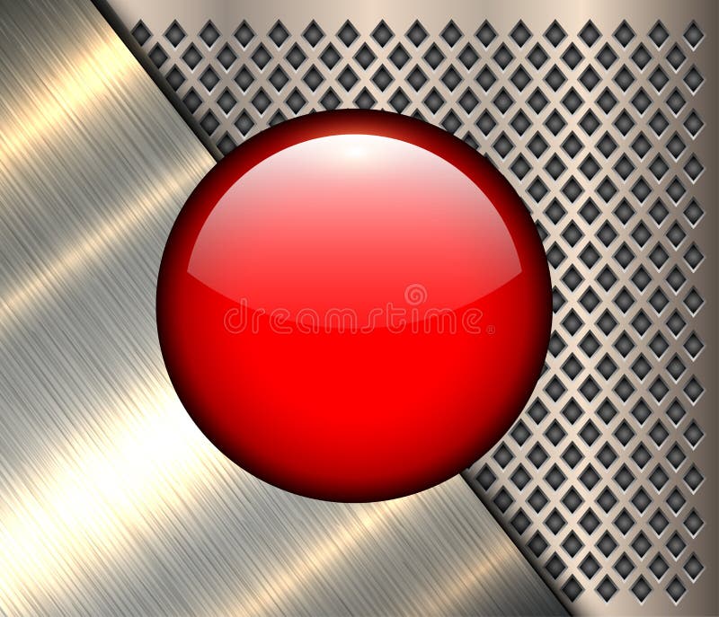 Background Metallic with Red Button Stock Vector - Illustration of ...