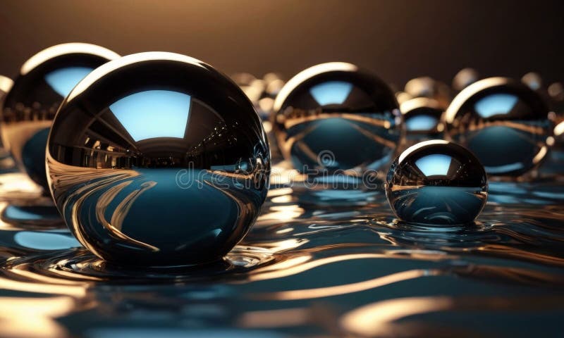 Background - Metallic Spheres in Molten Metal with Reflections Stock ...