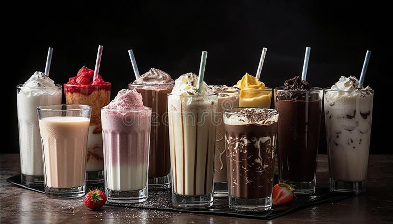 Background with Milkshakes on the Table Stock Image - Image of online ...