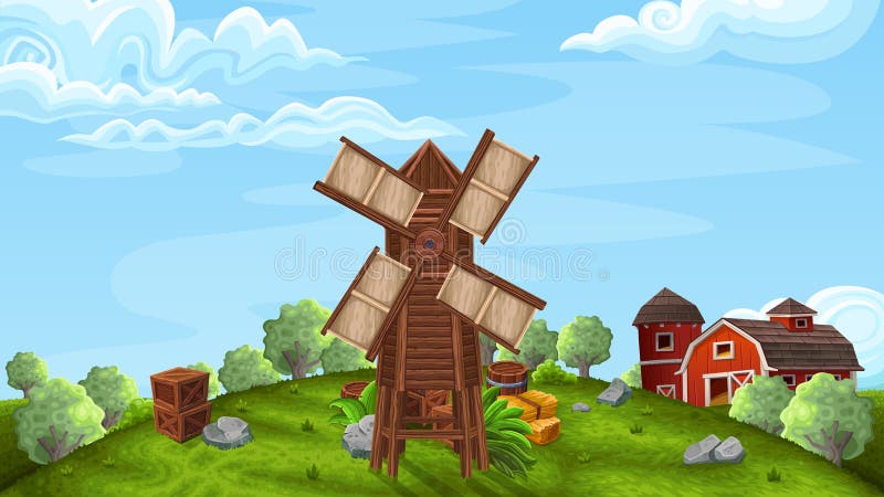 Background with Mill in Farm Style Stock Vector - Illustration of ...