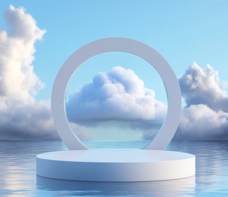 The Background is a Minimalist Abstract Representation of a Blue Ocean ...