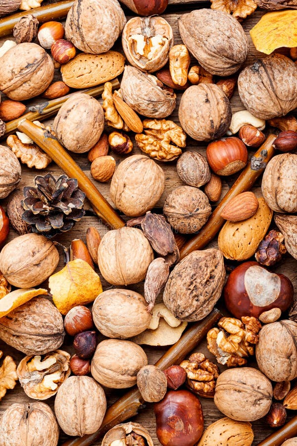 Background of mixed nuts stock image. Image of food - 164418459