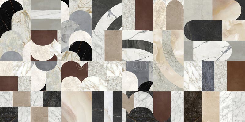 Creative Patchwork Pattern Stone Ceramic Wallpaper Design. White Marble ...