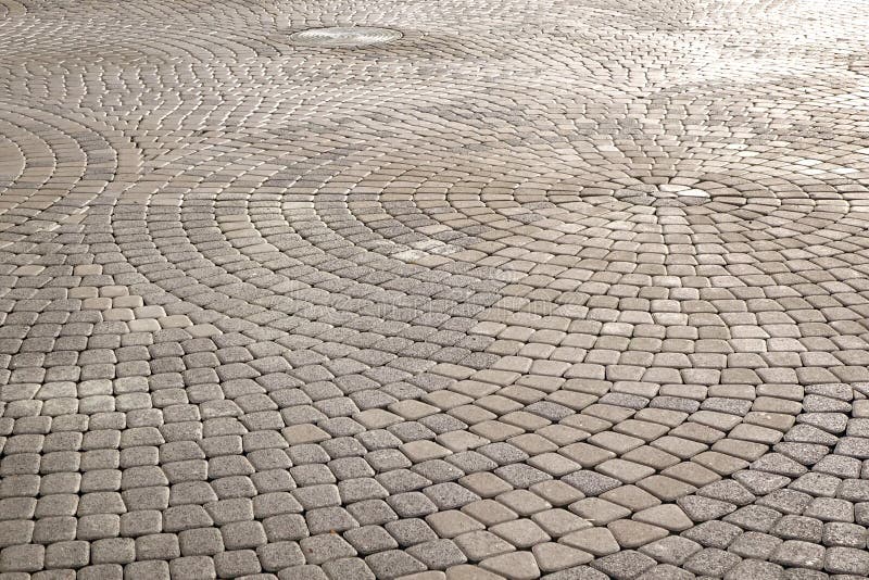 Background of Modern Cobblestone Paving in Perspective with Cir Stock ...