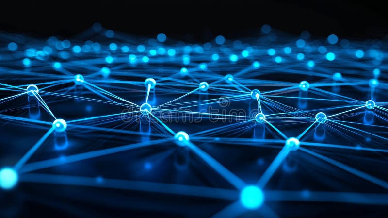 The Background of a Modern Digital Network Has a Futuristic Blue Design ...