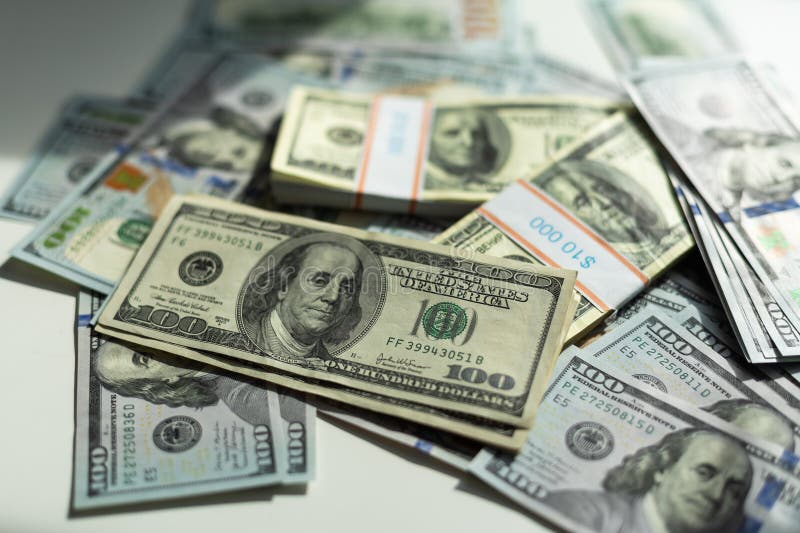 Background of a Modern 100 Dollar Bills, Large Picture of the Stack of ...