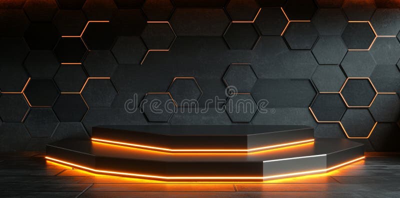 The Background is a Modern Laser Light Neon Light Platform in a Tech ...