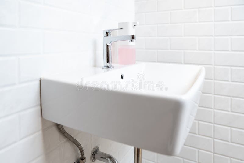 Background of Modern Sink in Bathroom Stock Image - Image of ceramic ...