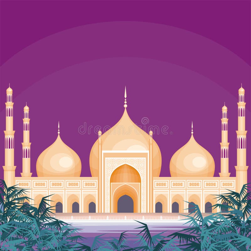 Background with mosque stock vector. Illustration of design - 82750159