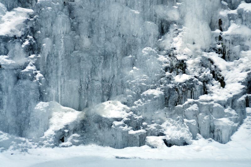 Background Mountain Waterfall among Ice and Snow Stock Image - Image of ...