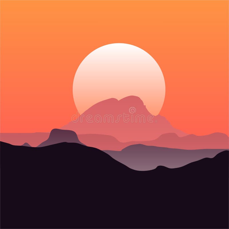 Background of Mountains at Sunset Stock Vector - Illustration of rock ...