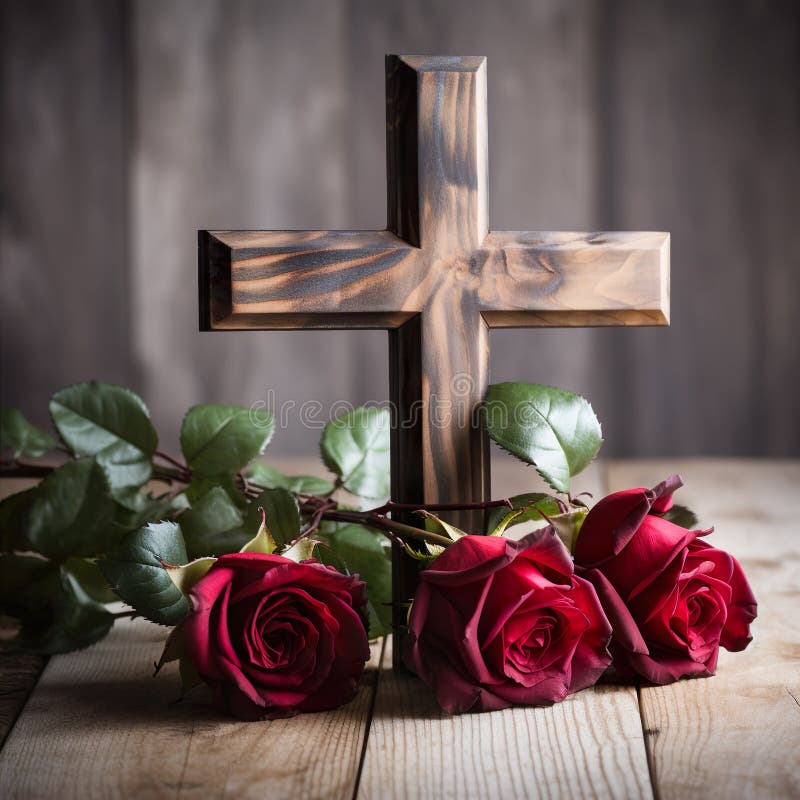 A Beautiful Background for a Mourning Card with a Cross and Roses ...