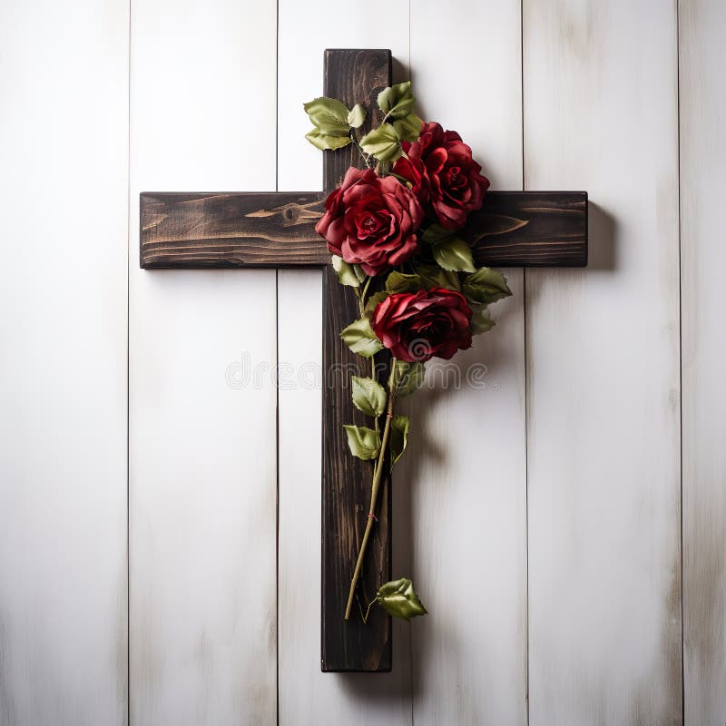 A Beautiful Background for a Mourning Card with a Cross and Roses ...