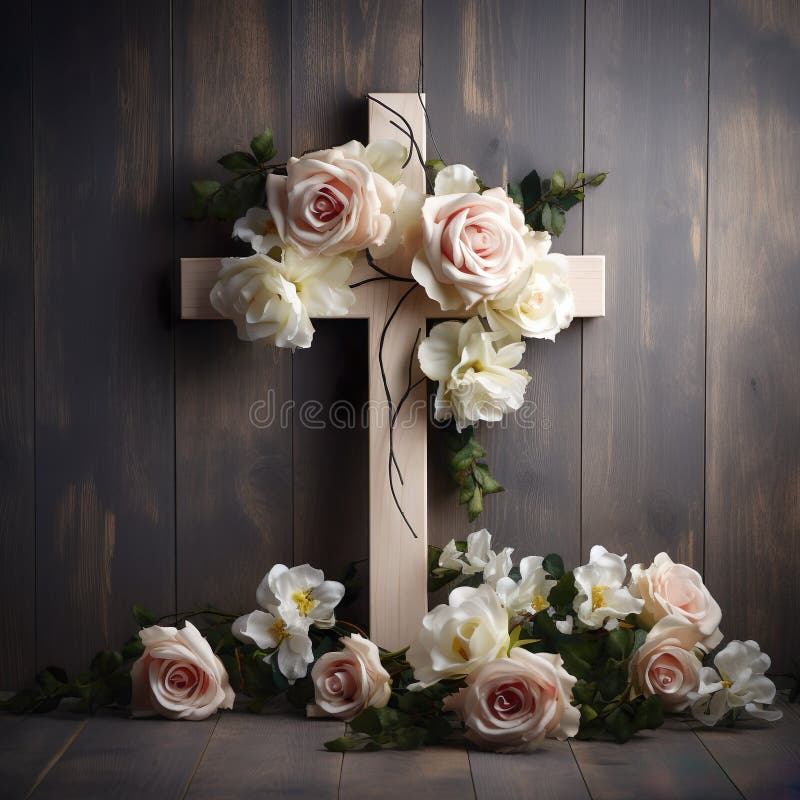 A Beautiful Background for a Mourning Card with a Cross and Roses ...