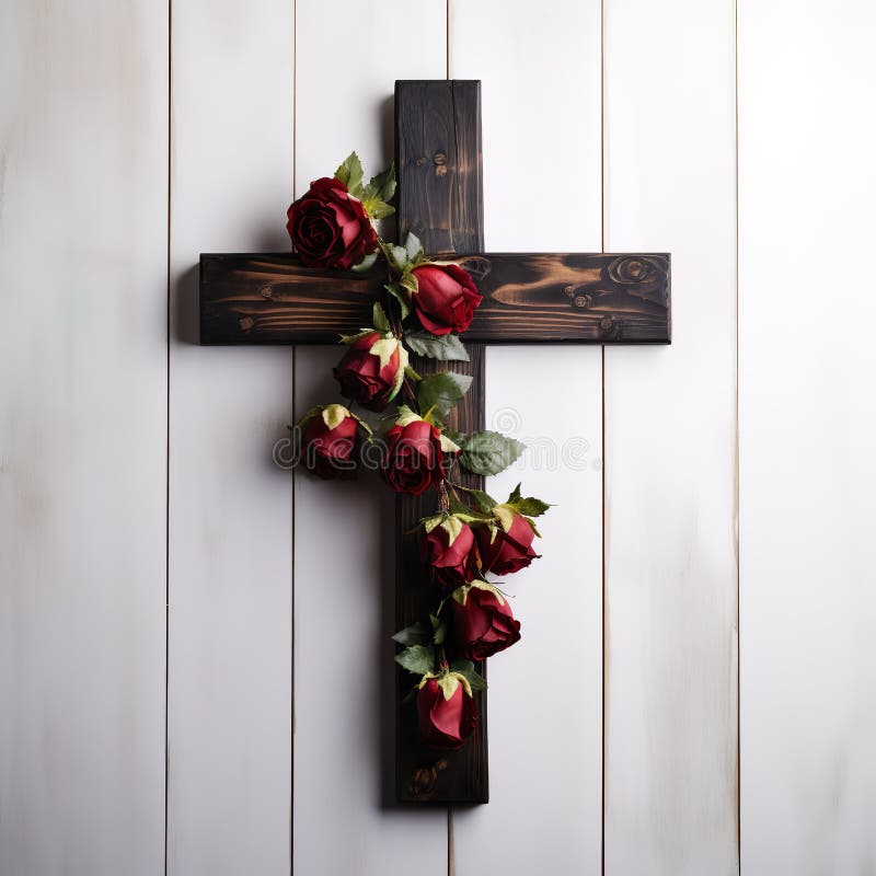 A Beautiful Background for a Mourning Card with a Cross and Roses ...