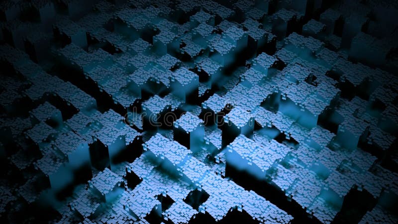 Background with Moving Stream of 3d Squares. Design. Surfaces with ...