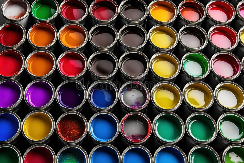 Background from Multi Color Cans of Paint. Generative Ai Stock ...