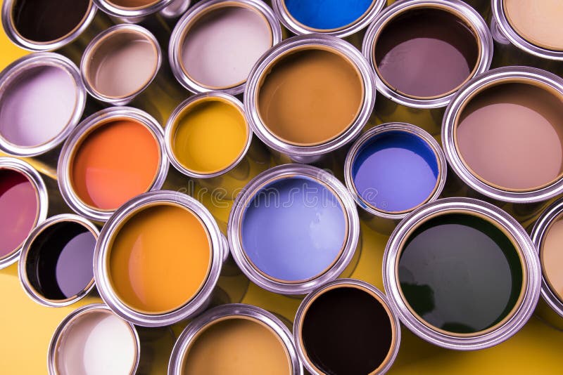 Background from Multi Color Cans of Paint Stock Photo - Image of ...