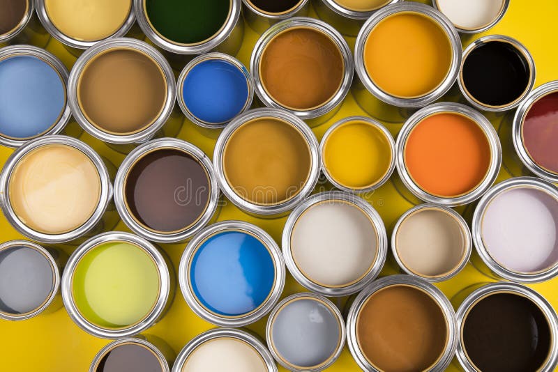 Background from Multi Color Cans of Paint Stock Image - Image of ...