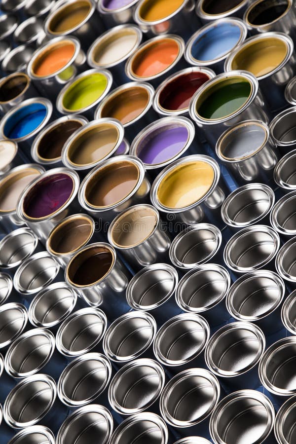 Background from Multi Color Cans of Paint Stock Photo - Image of ...